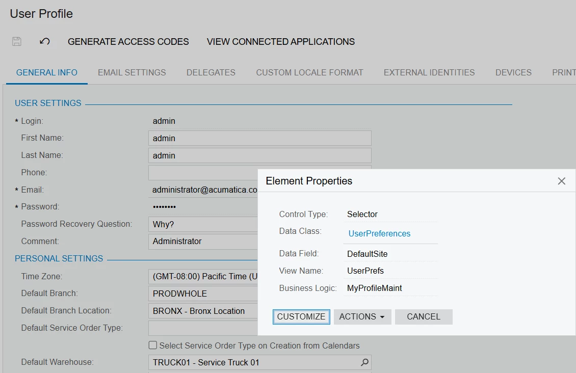 How to reference the field 'UserPreferences.DefaultSite' in a customization | Community