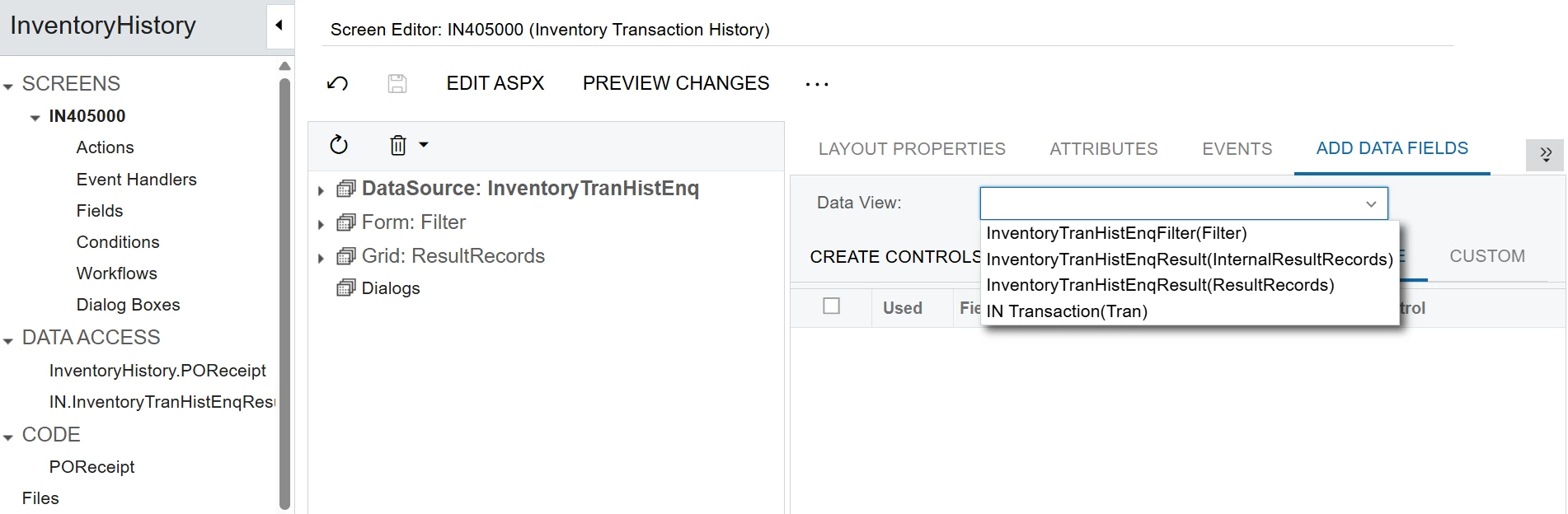 Unable to add a new DAC table to a screen in a customization project. | Community
