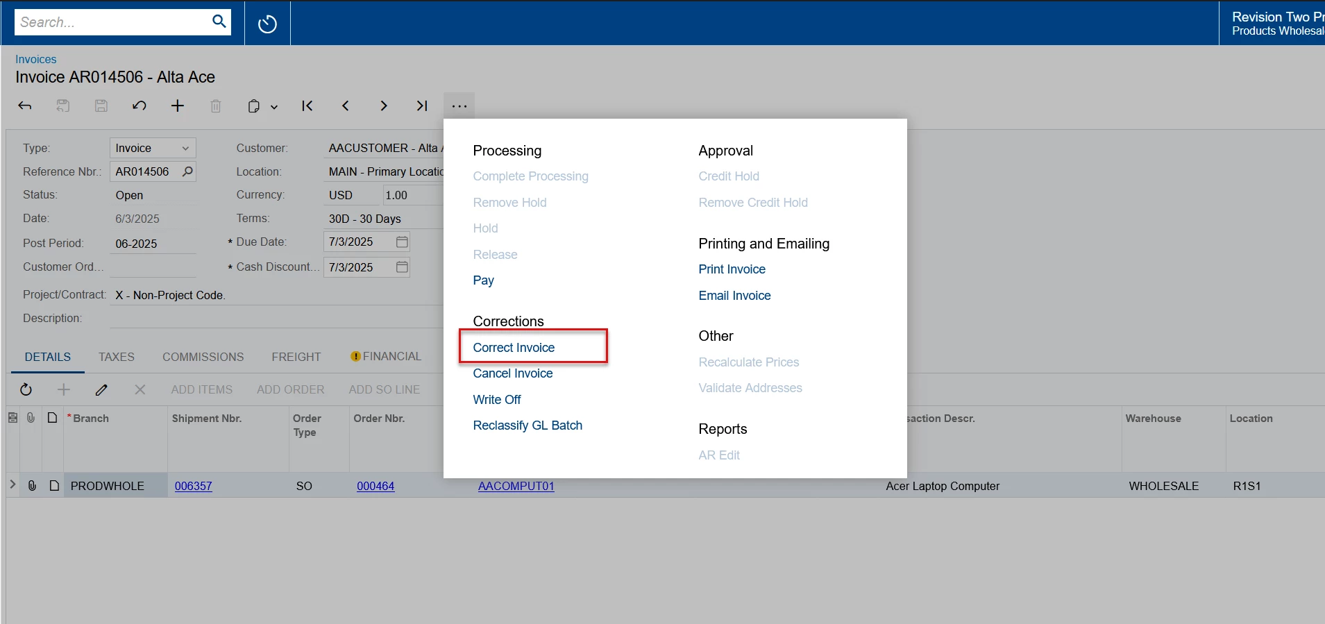 Changing Description on AR invoice | Community