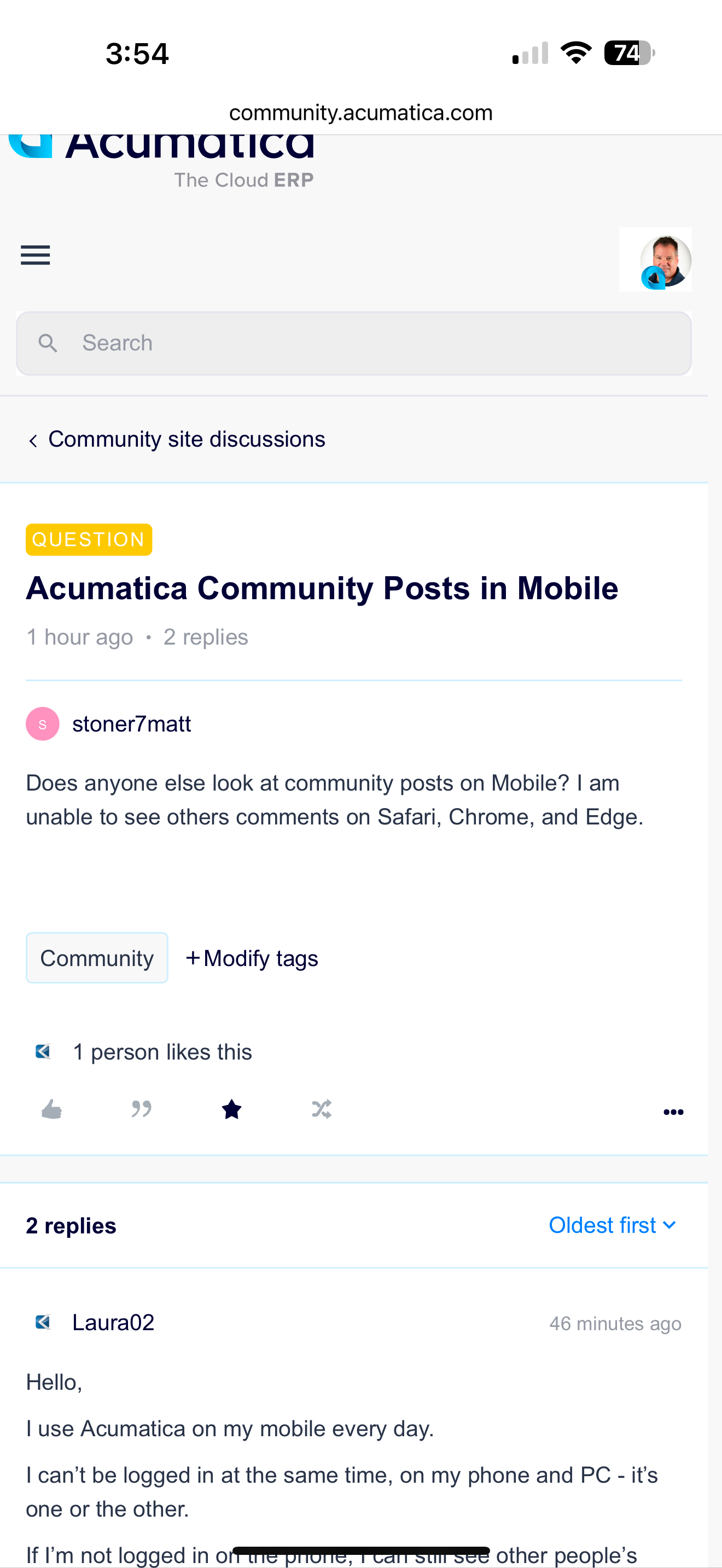 Acumatica Community Posts In Mobile Community