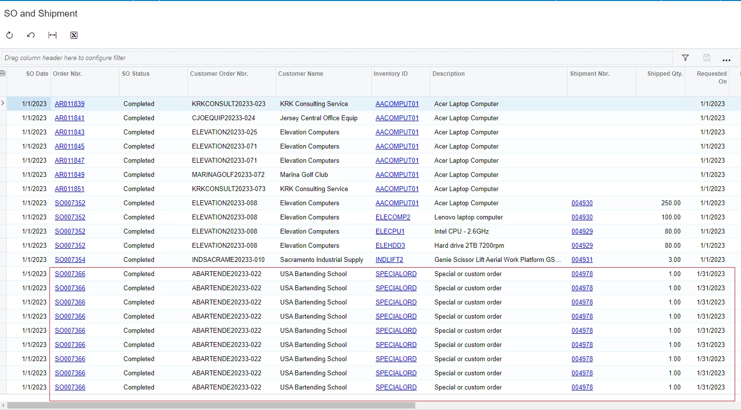 Duplicate Lines in Generic Inquiry for Sales Orders with Multiple Shipments | Community