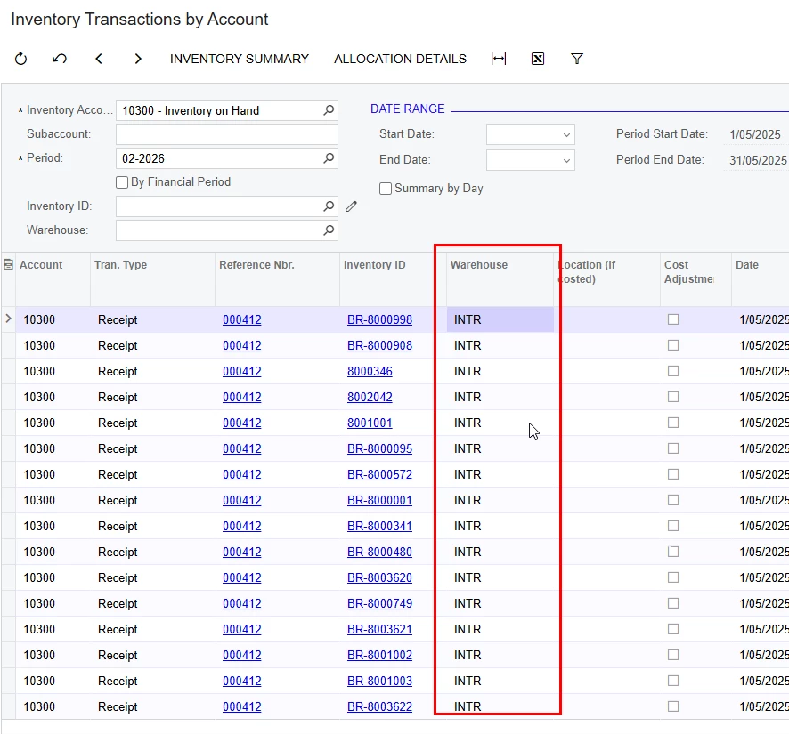 I've recalculated inventory since beginning and now in the historical inventory transaction it's ...