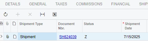 The given key was not present in the dictionary - clicking on shipments tab of SOOrderEntry ...