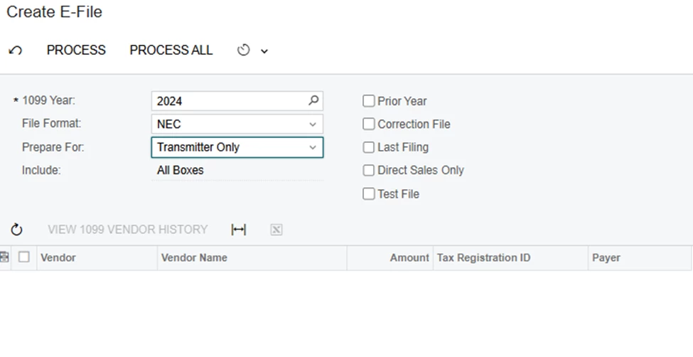 No vendor history in Create E-File | Community