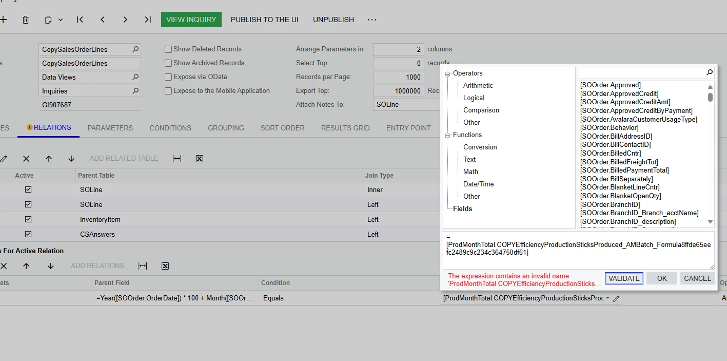 Joining Relations to Formulated Fields In Acumatica GI | Community