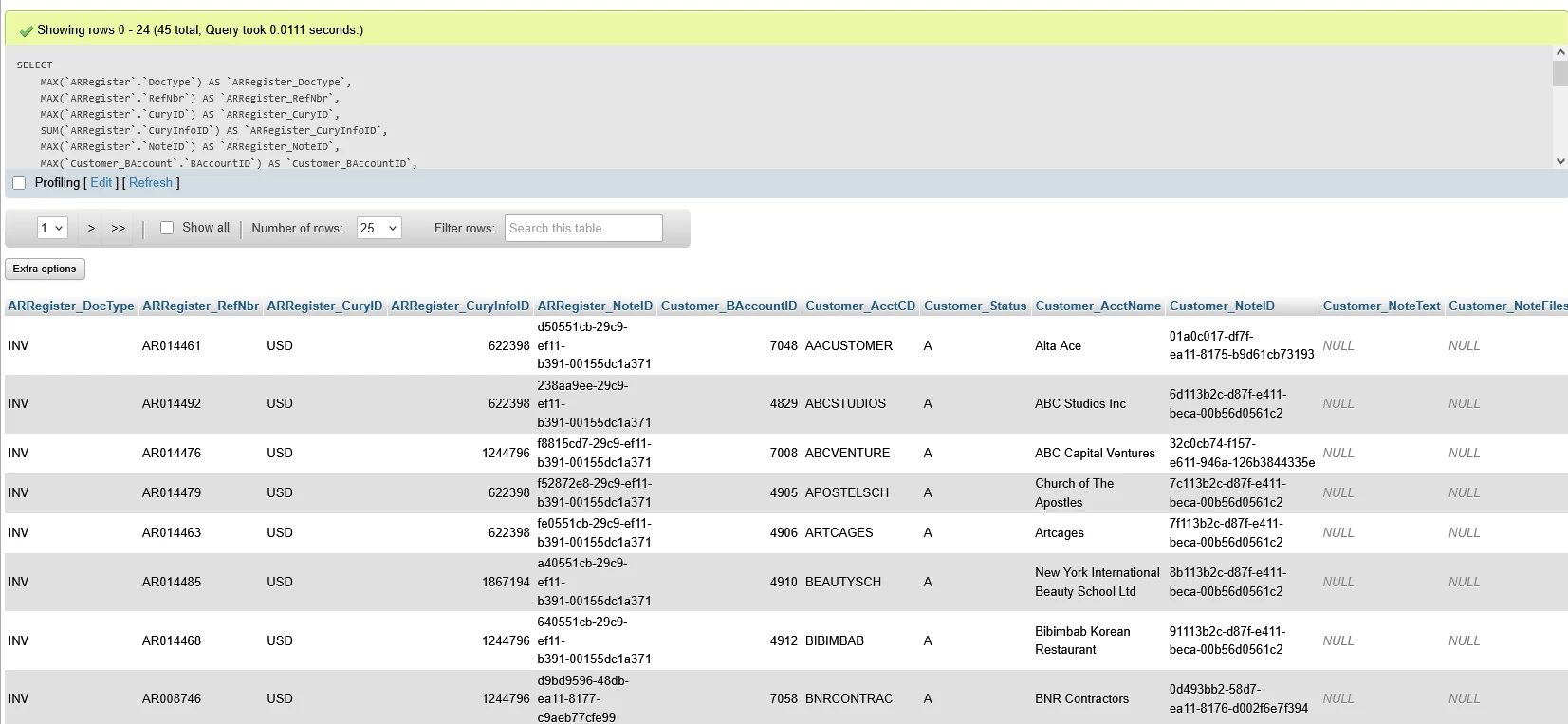 GI - Customer Summary to MySQL statement | Community