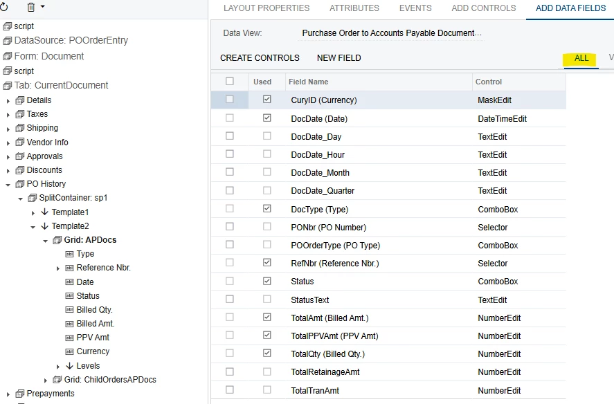 Adding Vendor InvoiceNbr to PO History on Purchase Order screen | Community