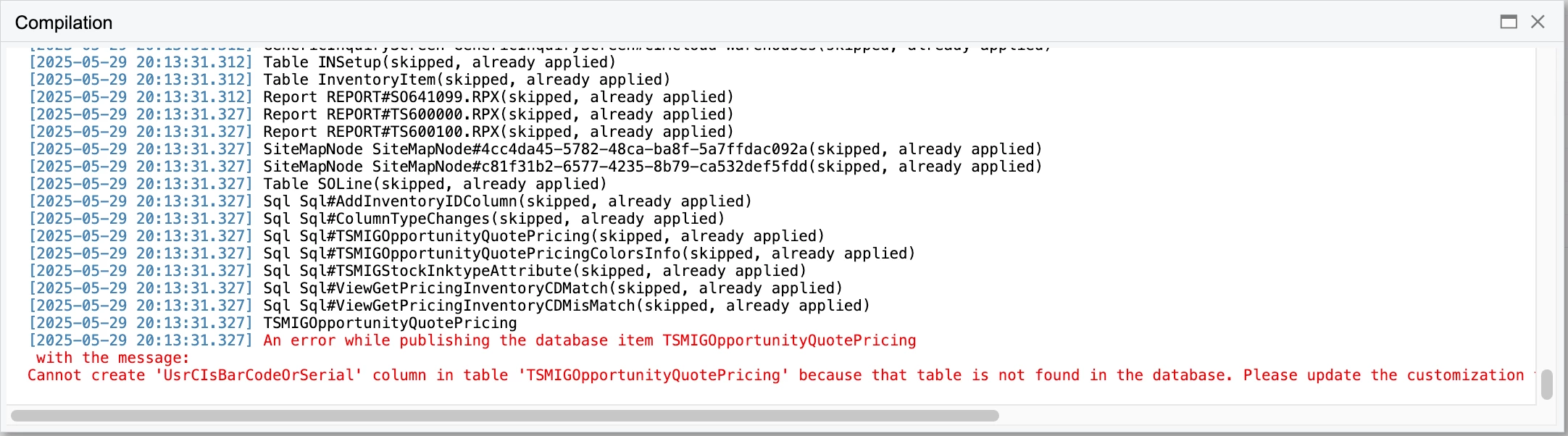 "Please update the customization" error when publishing | Community