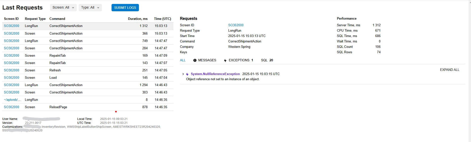 Object reference not set to an instance of an object when trying to correct a shipment | Community