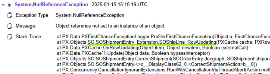 Object reference not set to an instance of an object when trying to correct a shipment | Community