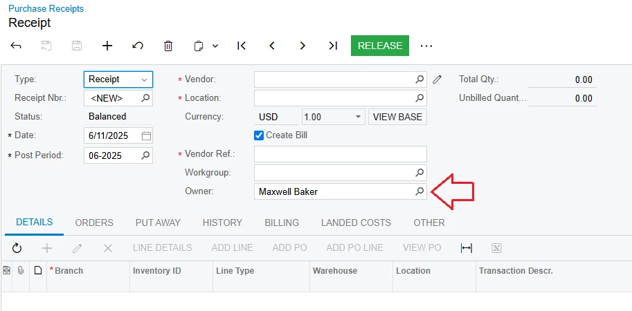 How to default employee as Purchase Receipt Owner | Community