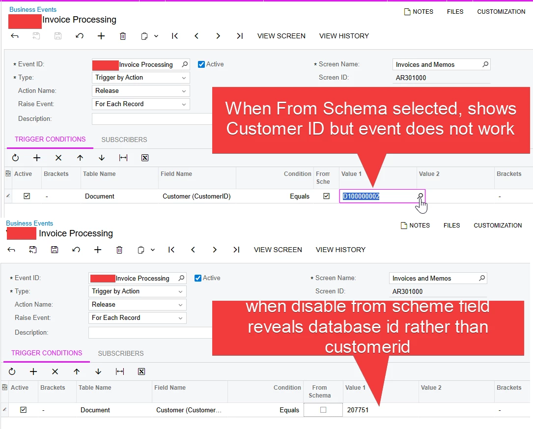 Business Event Not Triggering as Expected When Using CustomerID as Condition (24R1) | Community