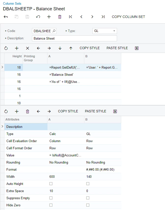 Balance Sheet Report Community