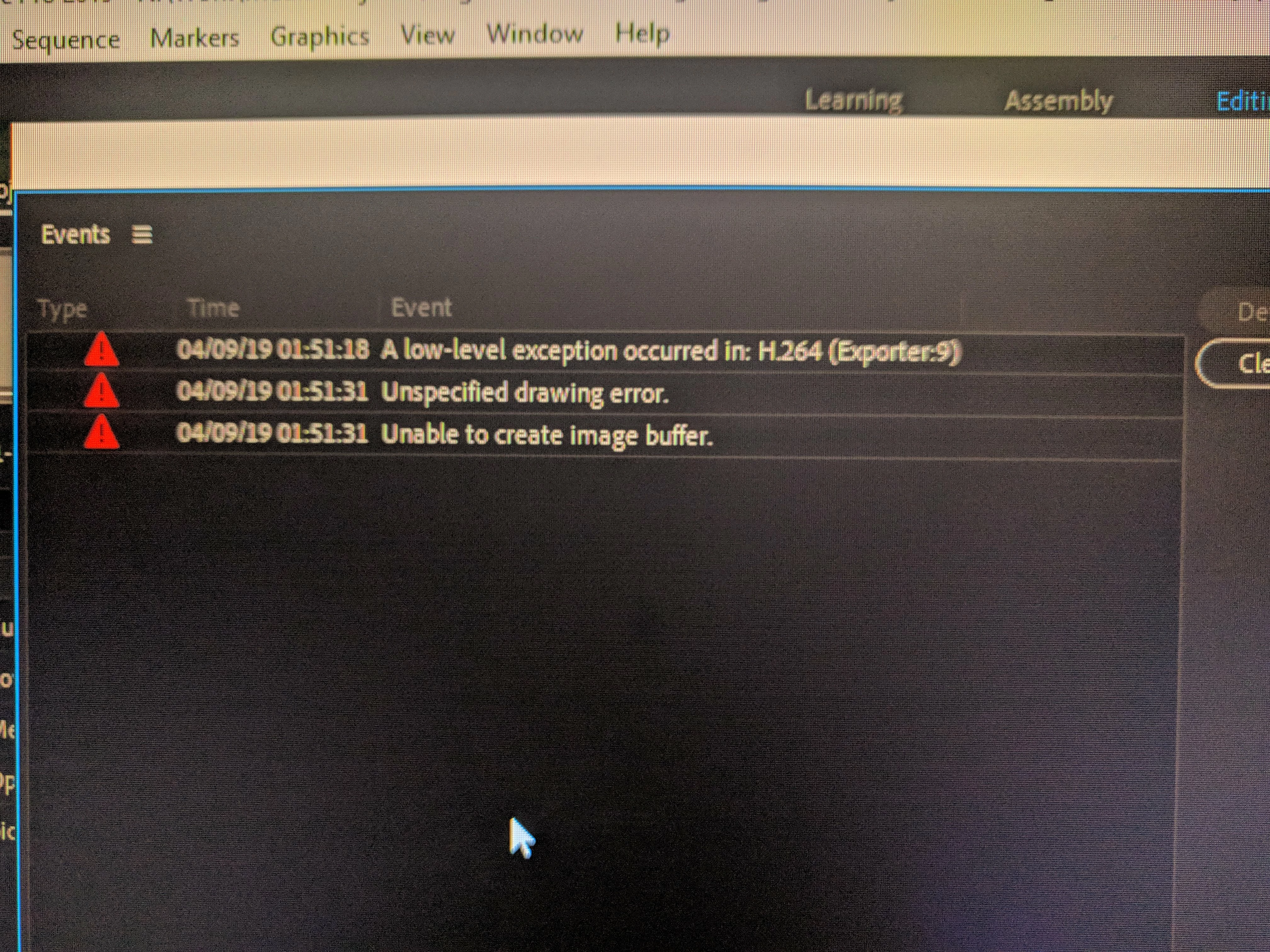 A low level exception occurred in: H.264 (Exporter:9) | Community