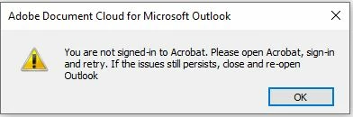Adobe Document Cloud Error w/ Outlook | Community