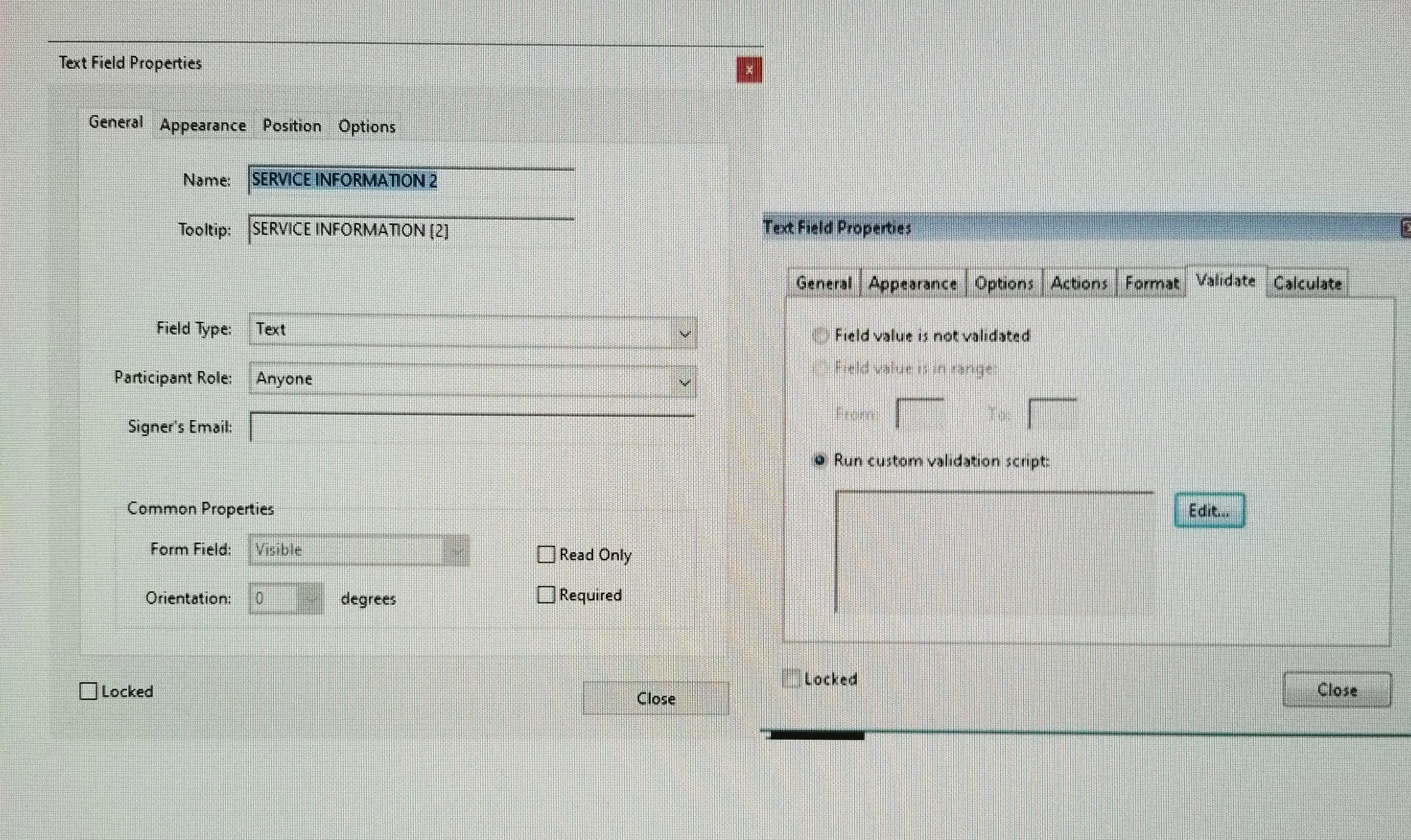 Text field properties dialog box | Community