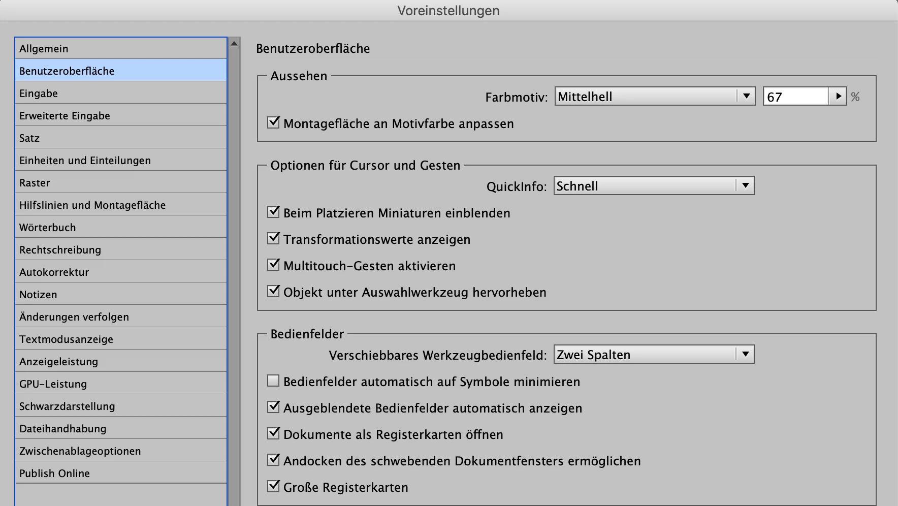 Indesign CC 2020 limited Interface color options | Community