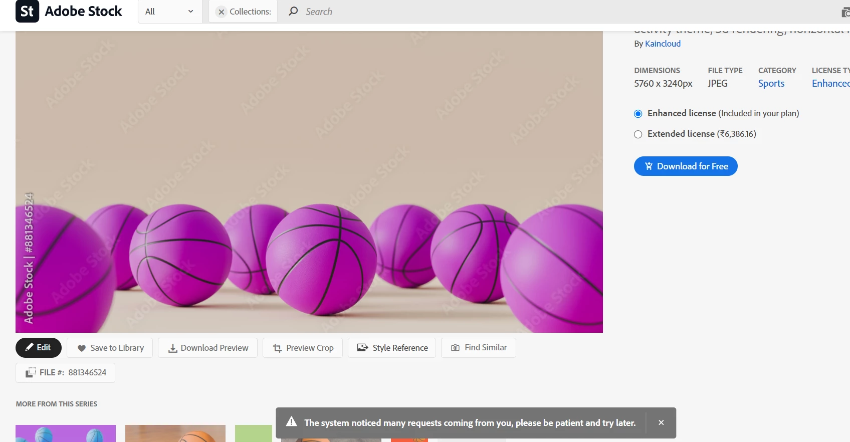 Getting Error: The system noticed many requests coming from you, please ...