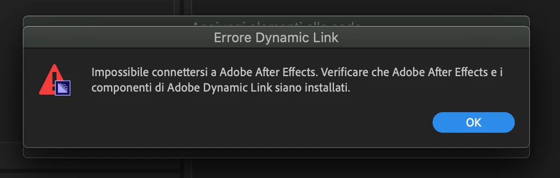 Dynamic Link error: unable to connect to After Effects | Community