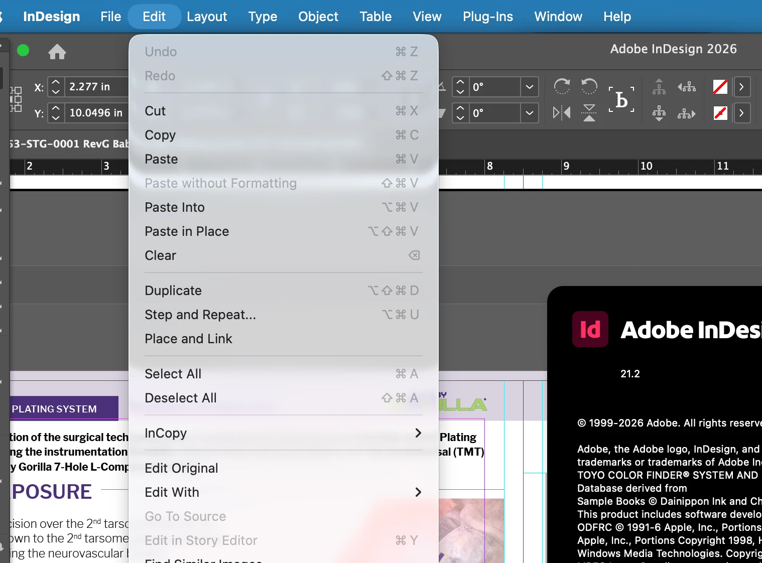 I no longer have an UNDO option in InDesign 21.2 - Mac M1Pro OS Tahoe ...