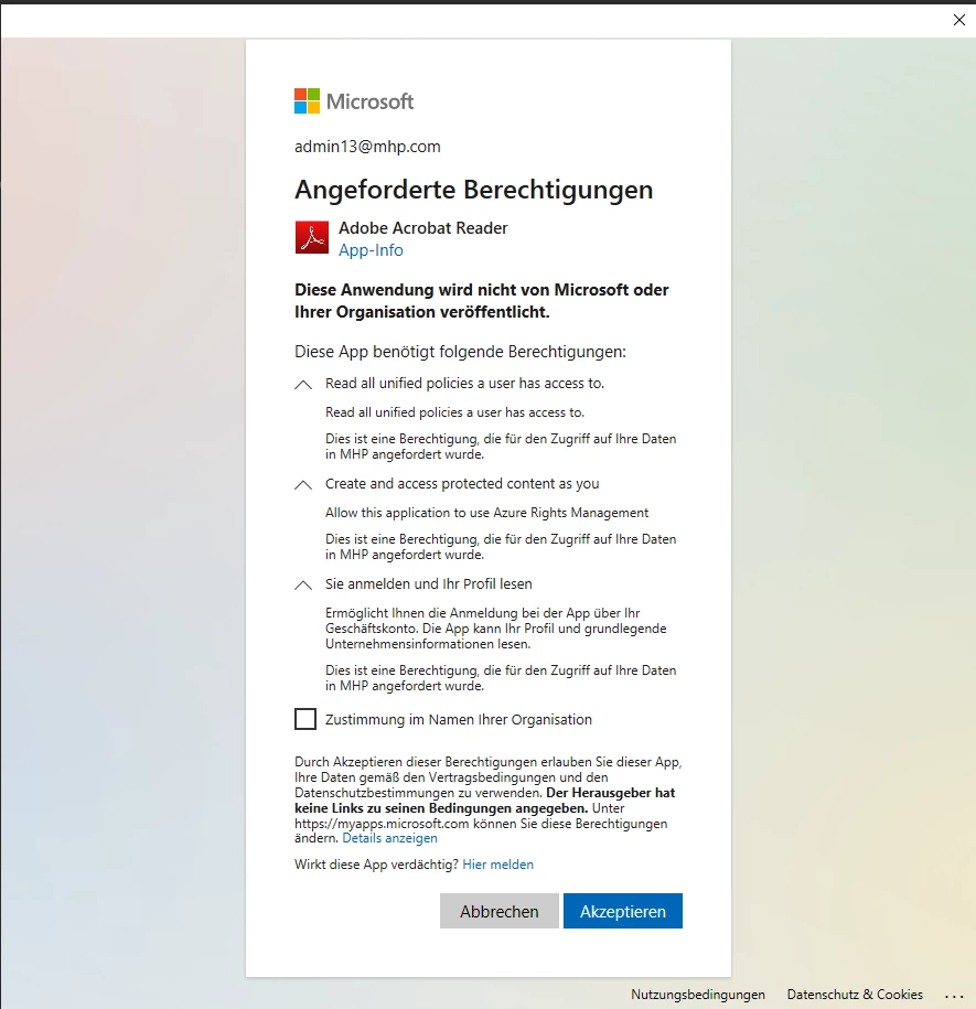 Question on giving consent to Adobe MIP plugin in Acrobat Reader 2020 ...