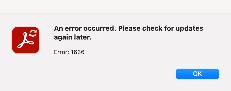 Acrobat Update Fail - Error 1636 | Community