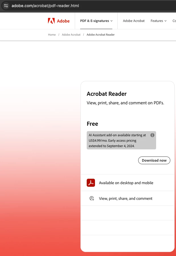 Free Version of Adobe keeps asking for payment to subscribe for the ...