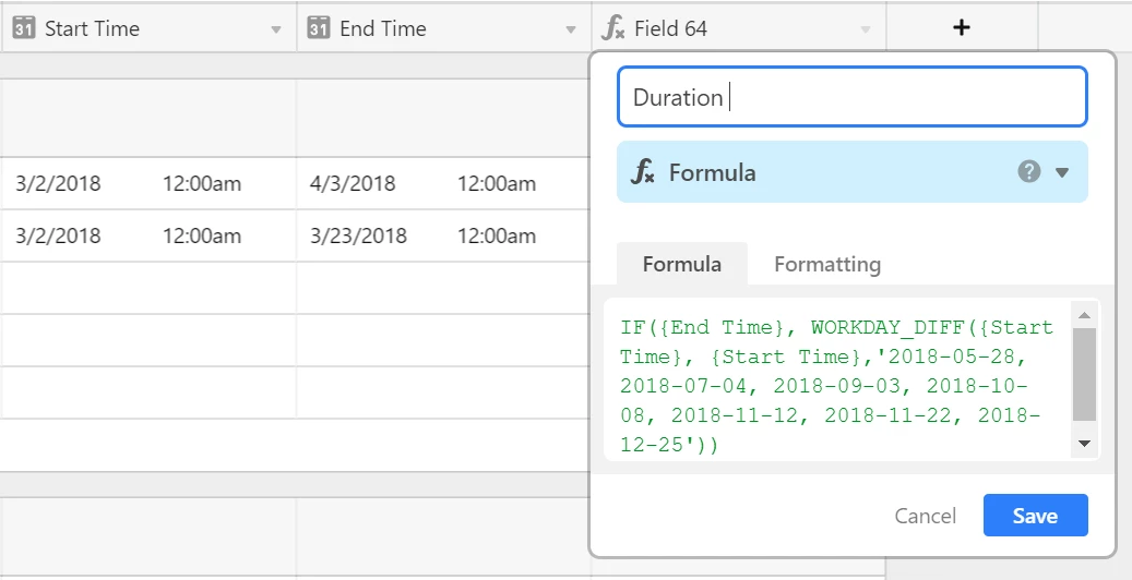 Calculating a duration help | Airtable Community