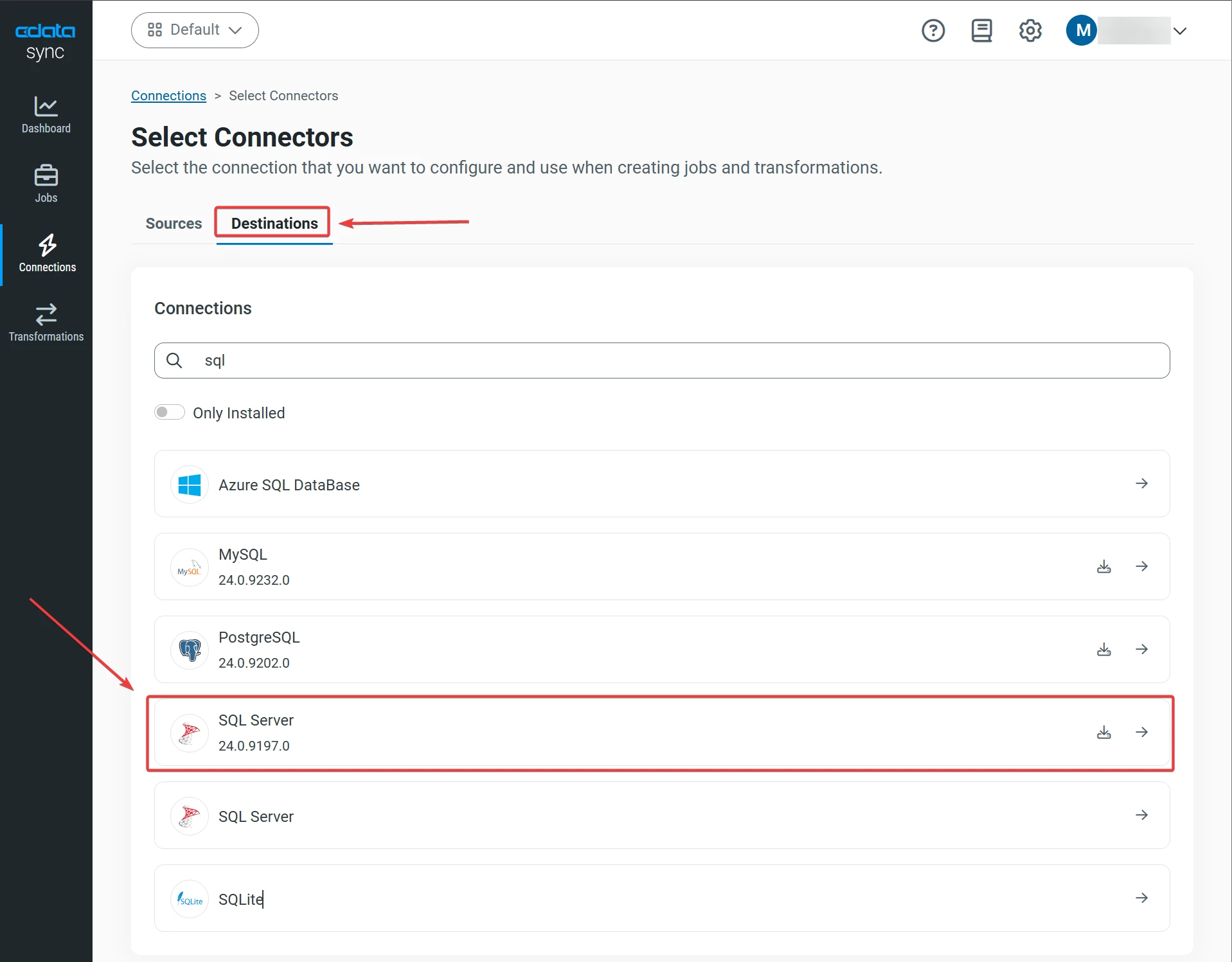 How to enable CData SQL Server Connections as Destination Connections ...