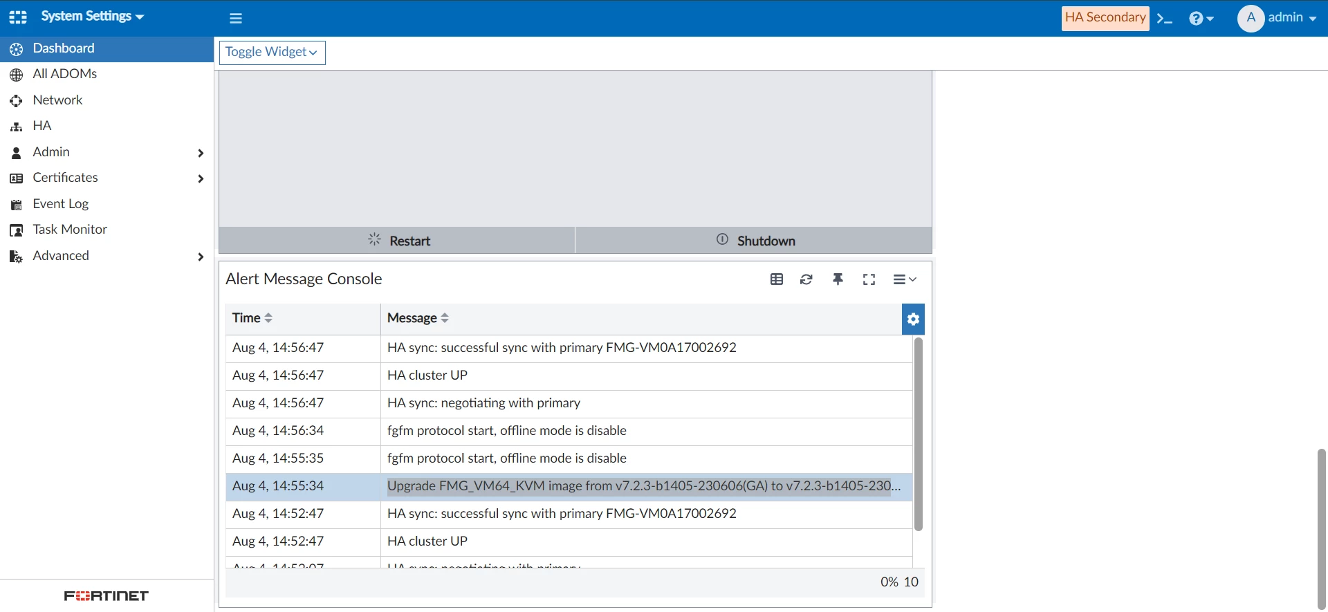 Technical Tip: Firmware upgrade of FortiManager in VRRP HA | Community
