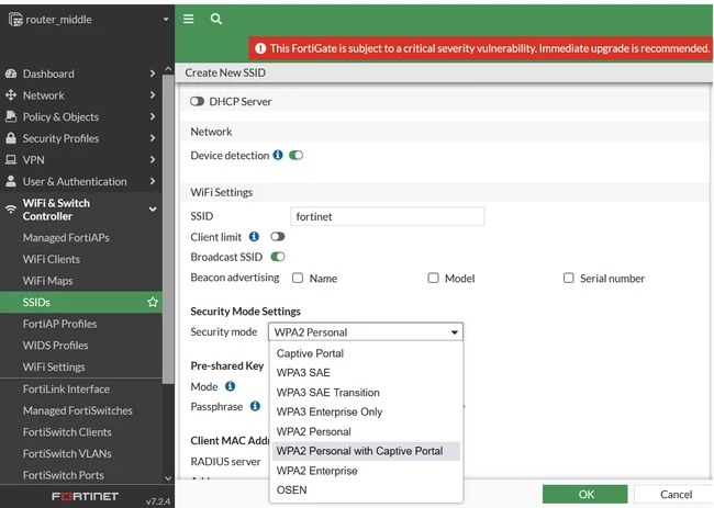 Technical Tip: Configuring SSID in FortiGate as open security | Community