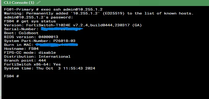 Technical Tip: Access to FortiSwitch CLI console via FortiGate | Community