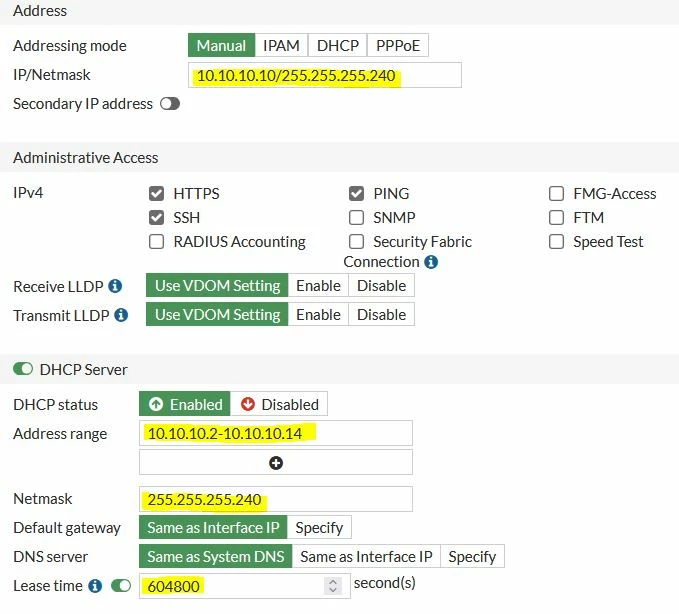 Technical Tip: How to configure FortiGate as DHCP server | Community