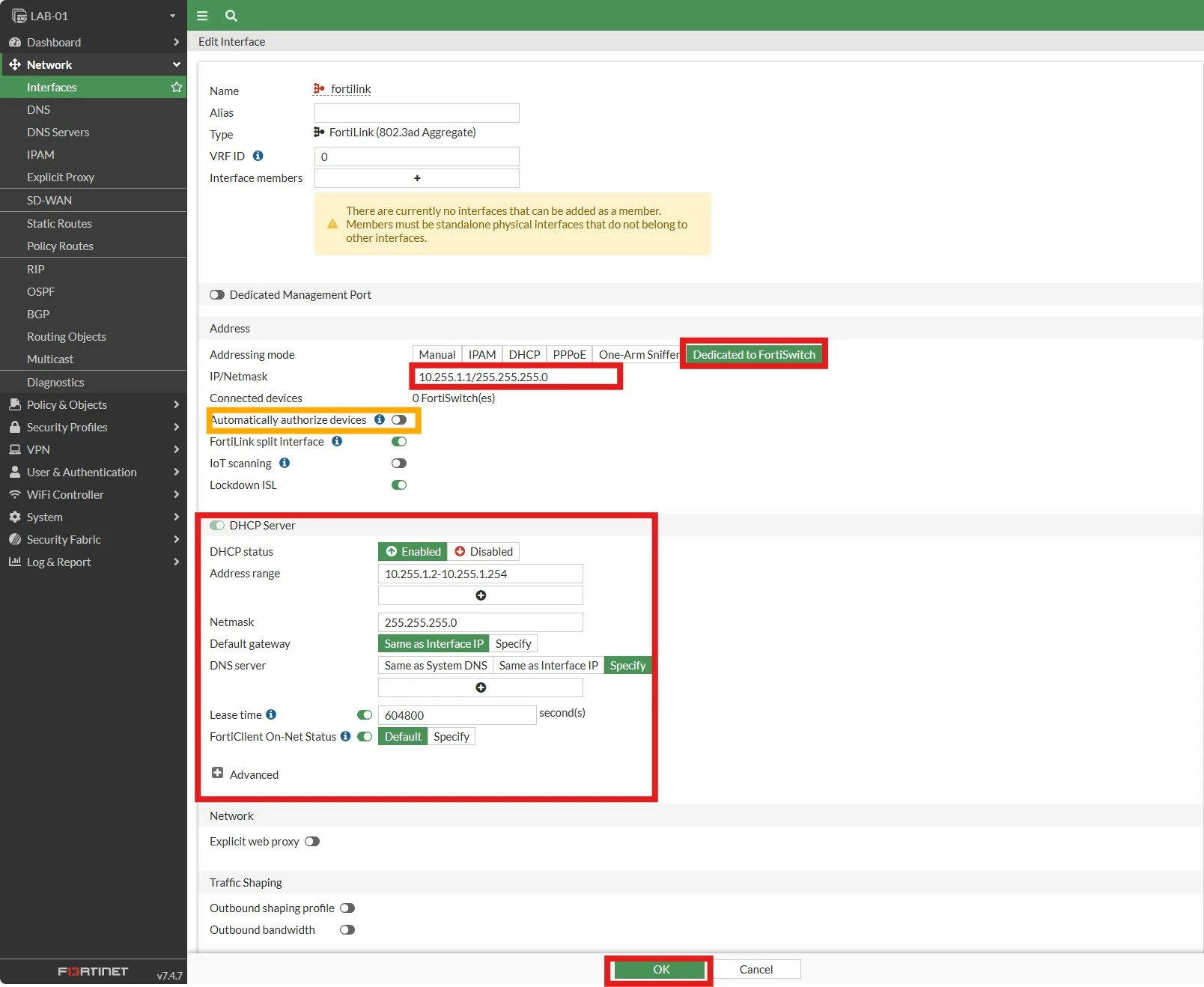 Technical Tip: How to configure the FortiLink interface on the ...