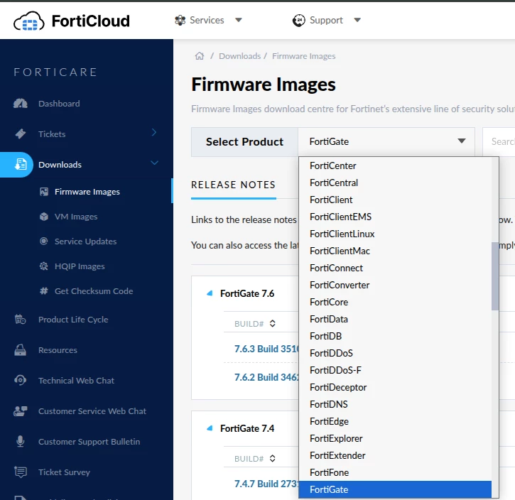 Technical Tip: How to obtain firmware images for Fortinet products ...