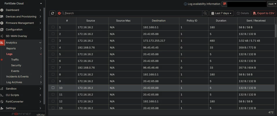 Technical Tip: Obtaining logs of undeployed FortiGate from FortiGate ...