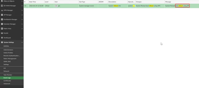 Technical Tip: How to reboot FortiManager via API call | Community