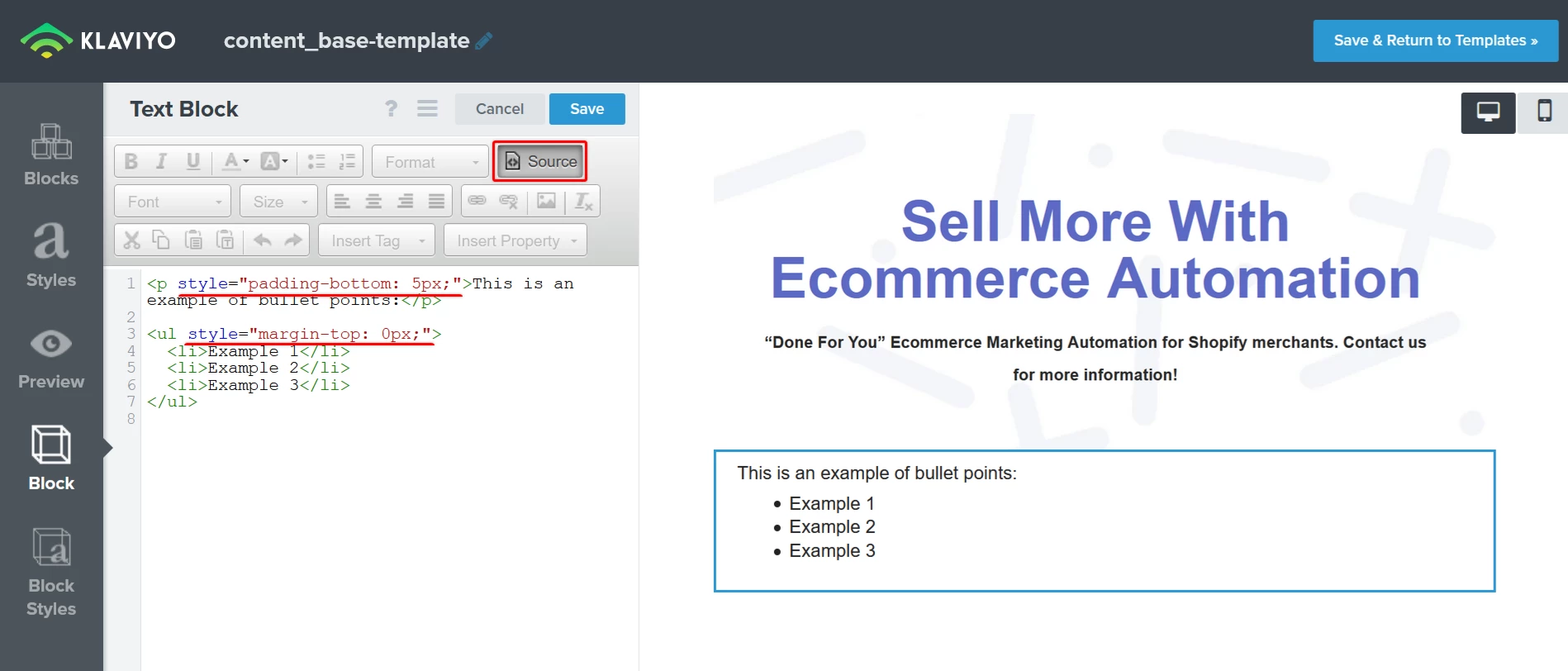 How To Edit Spacing Around Bullet Points Klaviyo Community