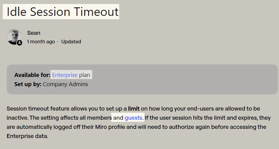 prolonging idle timeout to a day | Miro