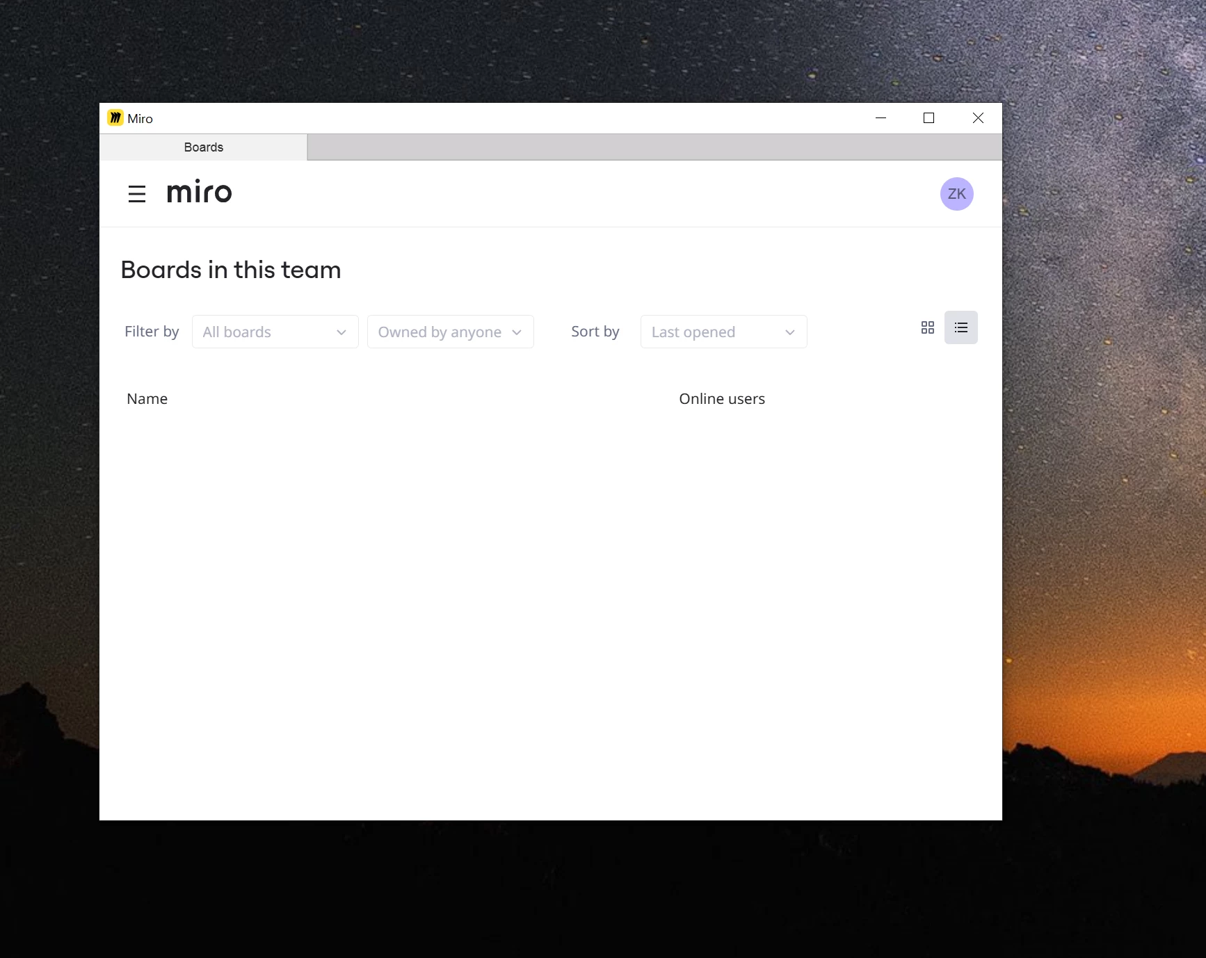 Can't see or create boards, sidebar missing, zero functionality | Miro