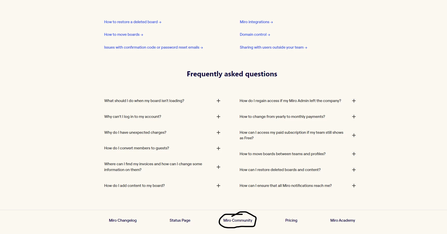Miro Community is unintuitive to get to form the dashboard. | Miro