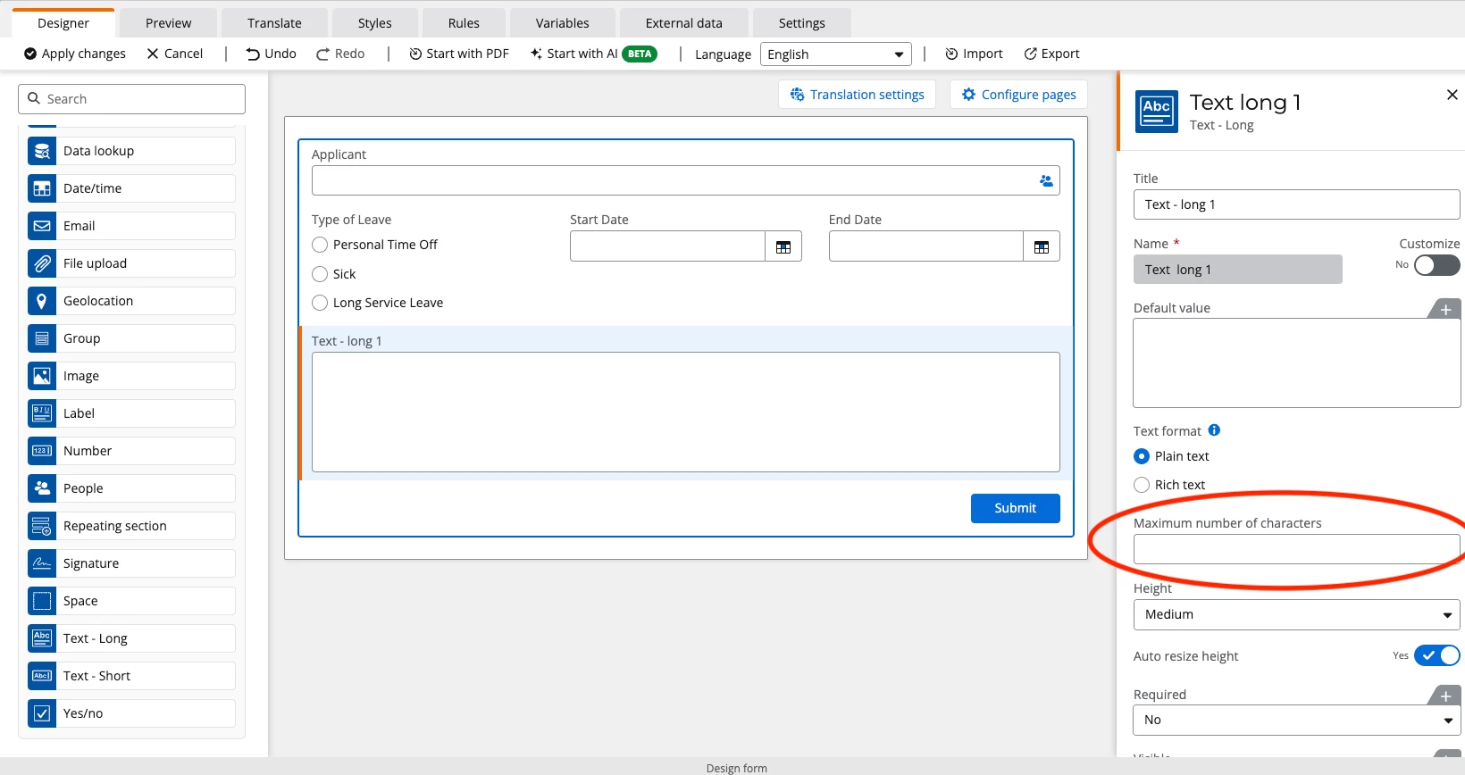 NAC What Is The Multiline Text Box Character Limit Community