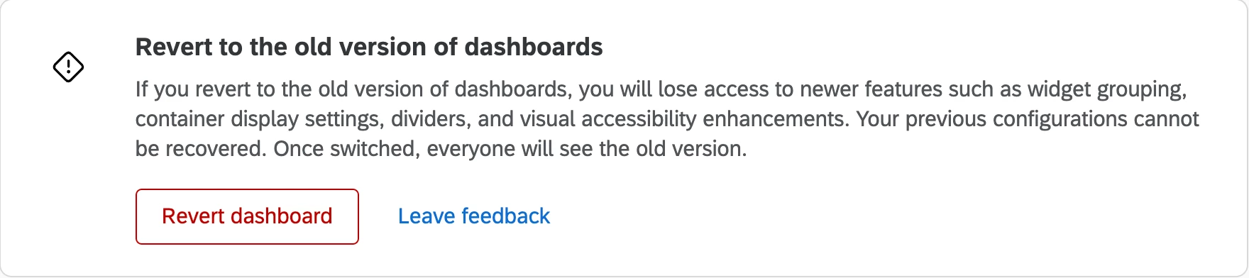 Reverting to Old Versions of Dashboards | Experience Community