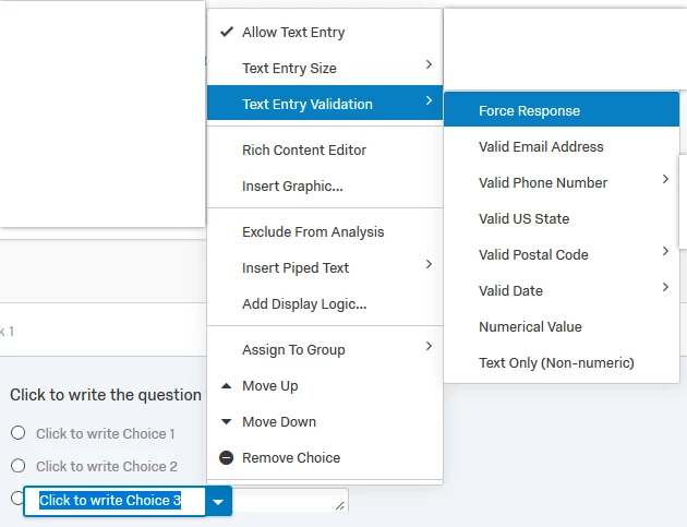 How To Force Response On A Text Entry In A Multiple Choice ion XM Community