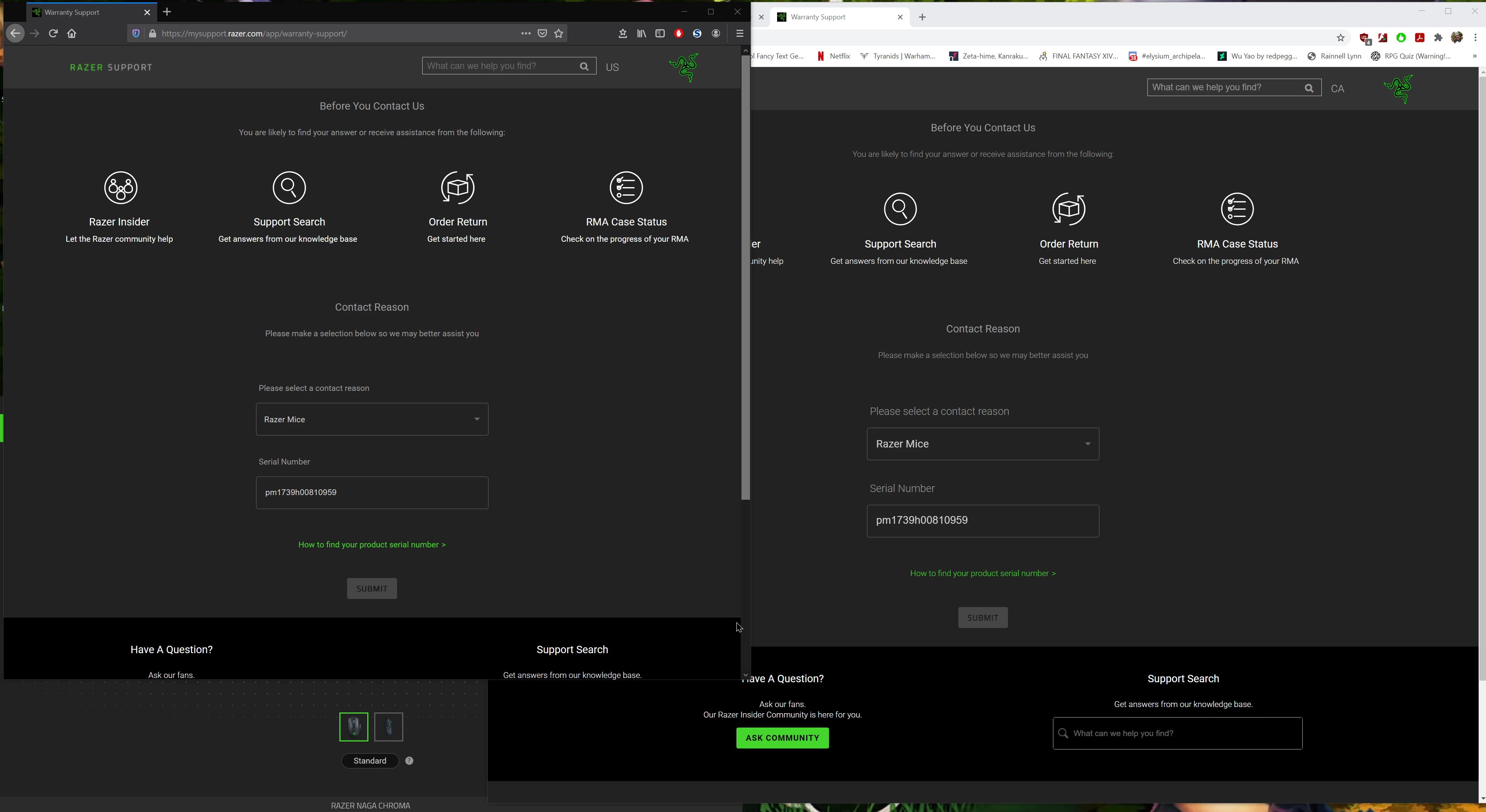 Is Support Page broken? Need Mouse RMA. | Razer Insider