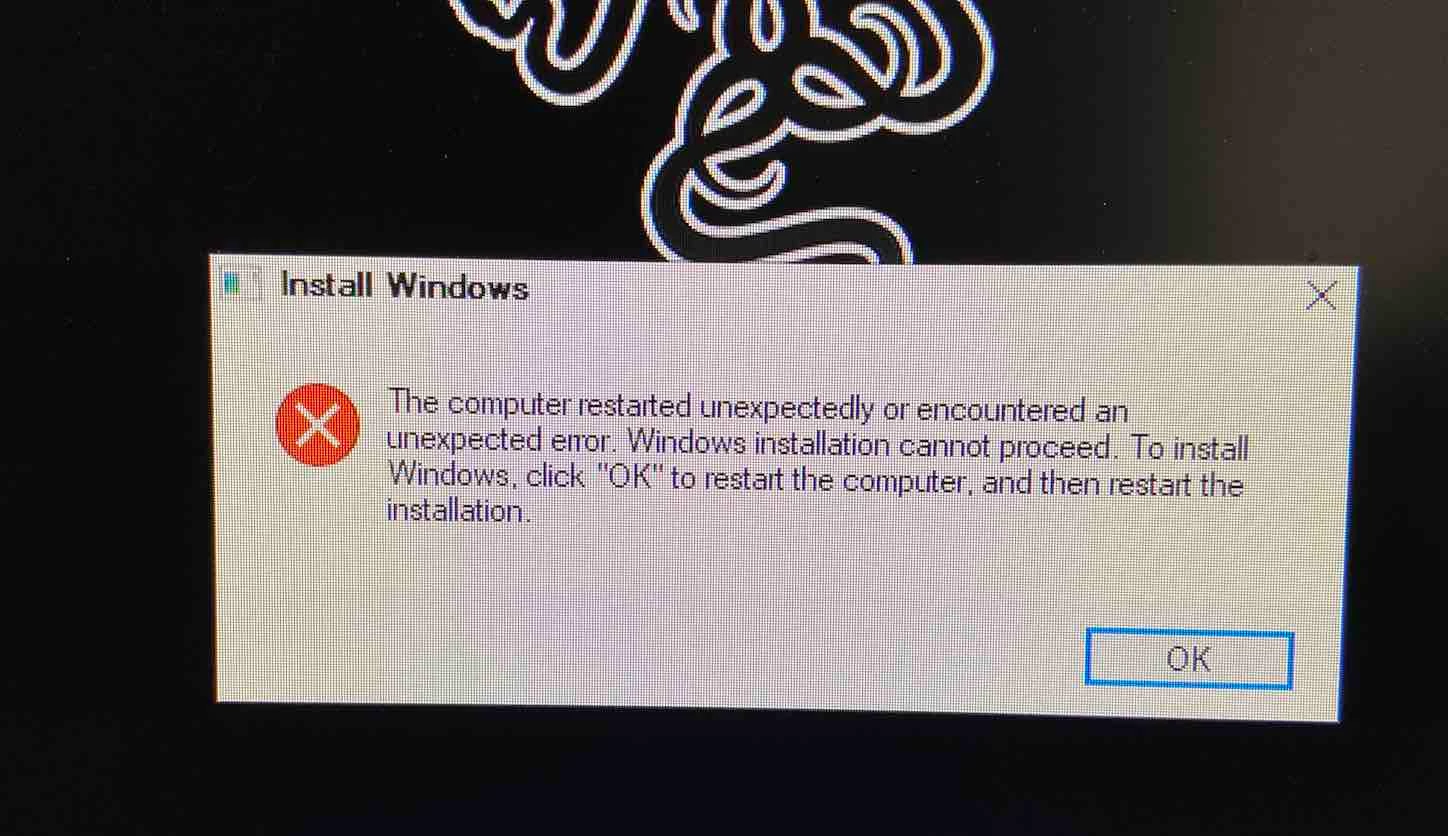 Tomahawk Install Windows unexpected error | Razer Insider