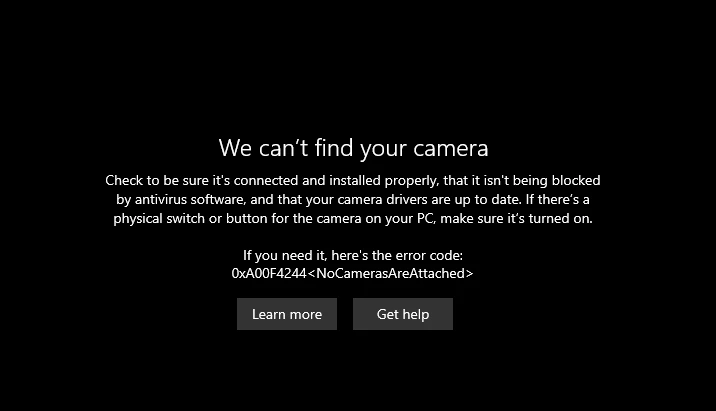 Camera not found 0xA00F4244 | Razer Insider