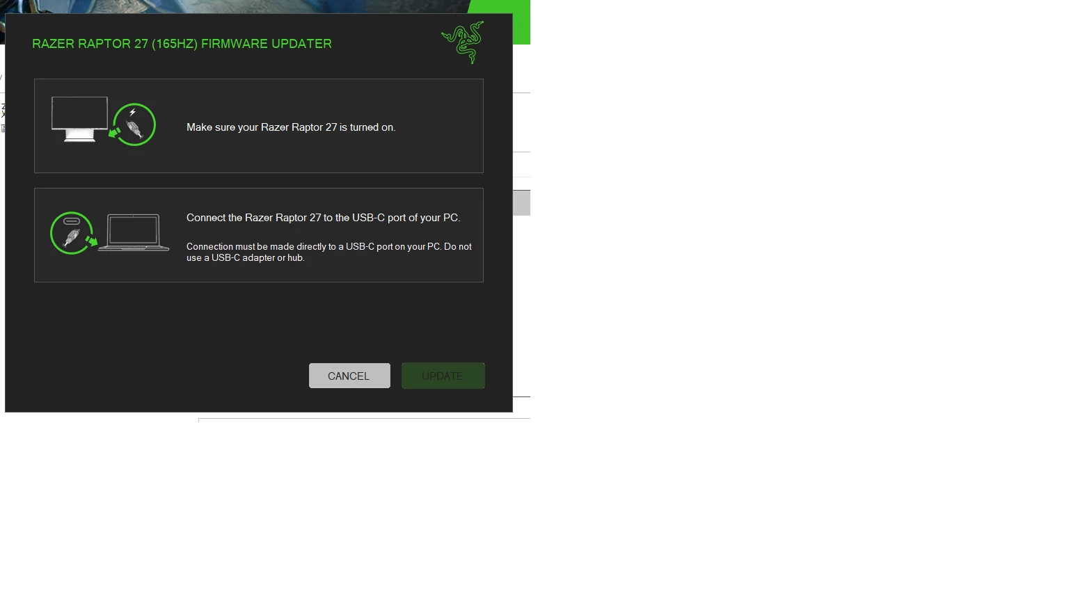 My Razer Raptor 27 cannot update | Razer Insider