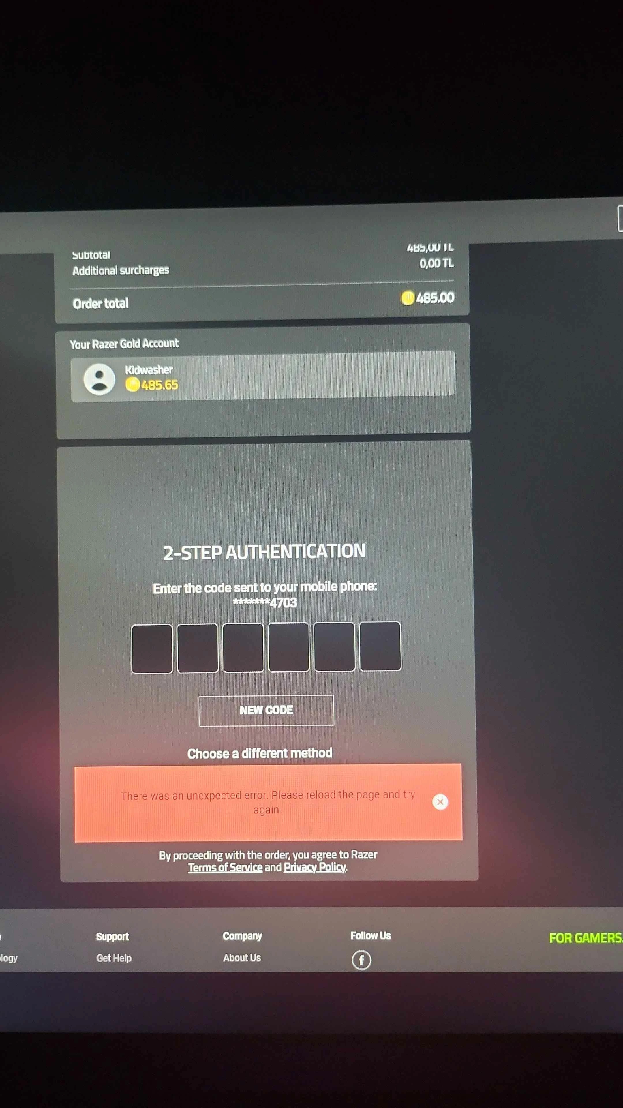 there was an unexpected error please reload | Razer Insider