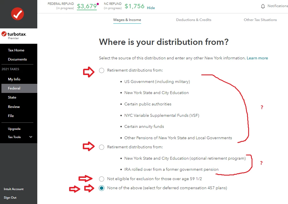 Why does turbotax no deduct my NYS teacher pension from NTS tax ...